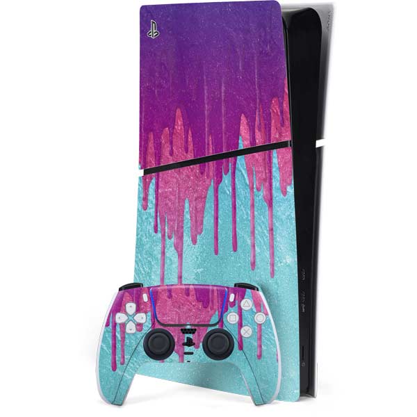 Paint Splatter Purple PS5 Slim Digital Edition Console & Controller ...