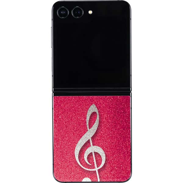 Pink Glitter Music Note Skin for Galaxy Z Flip5 5G | Skinit