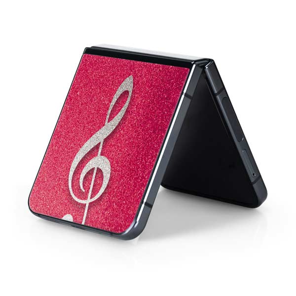 Pink Glitter Music Note Skin for Galaxy Z Flip5 5G | Skinit
