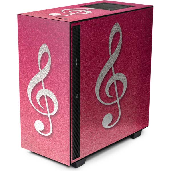 Pink Glitter Music Note NZXT H510 Compact ATX Mid-Tower Case Skin – Skinit