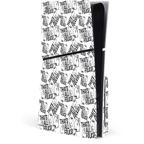 Looney Tunes Porky Pig Black and White Skin for PS5 Slim Disk Console ...