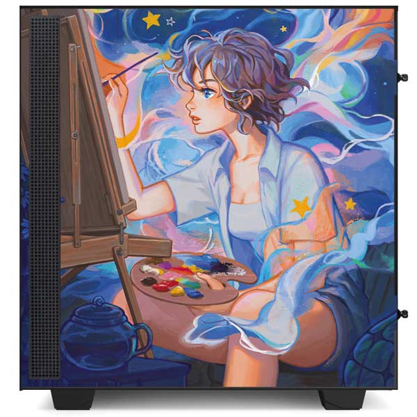 Rainbow Anime Artist Painter NZXT H510 Compact ATX Mid-Tower Case Skin ...