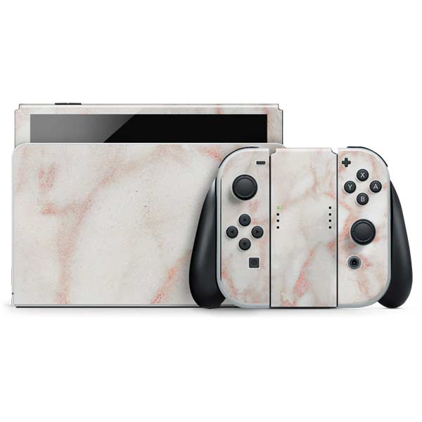 Rose Gold Marble Nintendo Switch OLED (2021) Bundle Skin | Skinit