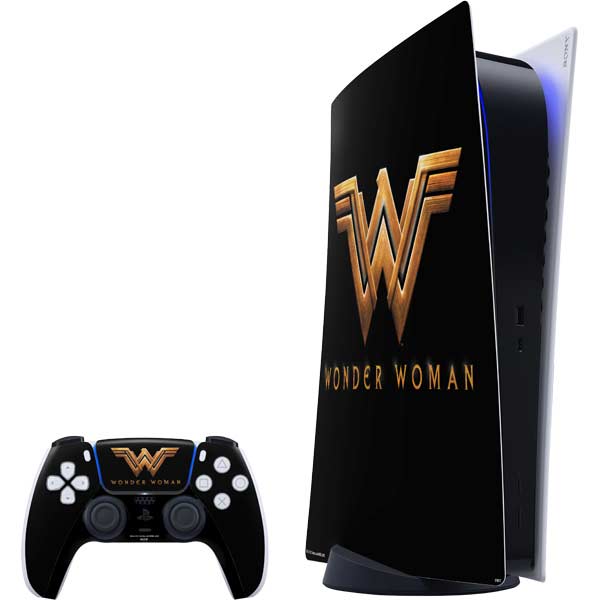 Wonder Woman Gold Logo PS5 Digital Edition Console & Controller Skins ...